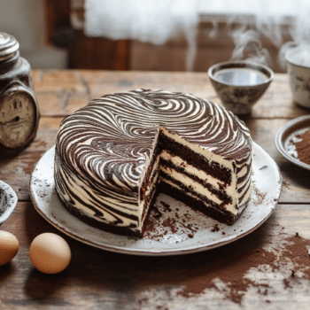 Stunning Zebra Cake: A Delightful Chocolate And Vanilla Treat