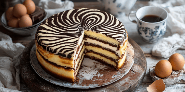 Stunning Zebra Cake: A Delightful Chocolate And Vanilla Treat