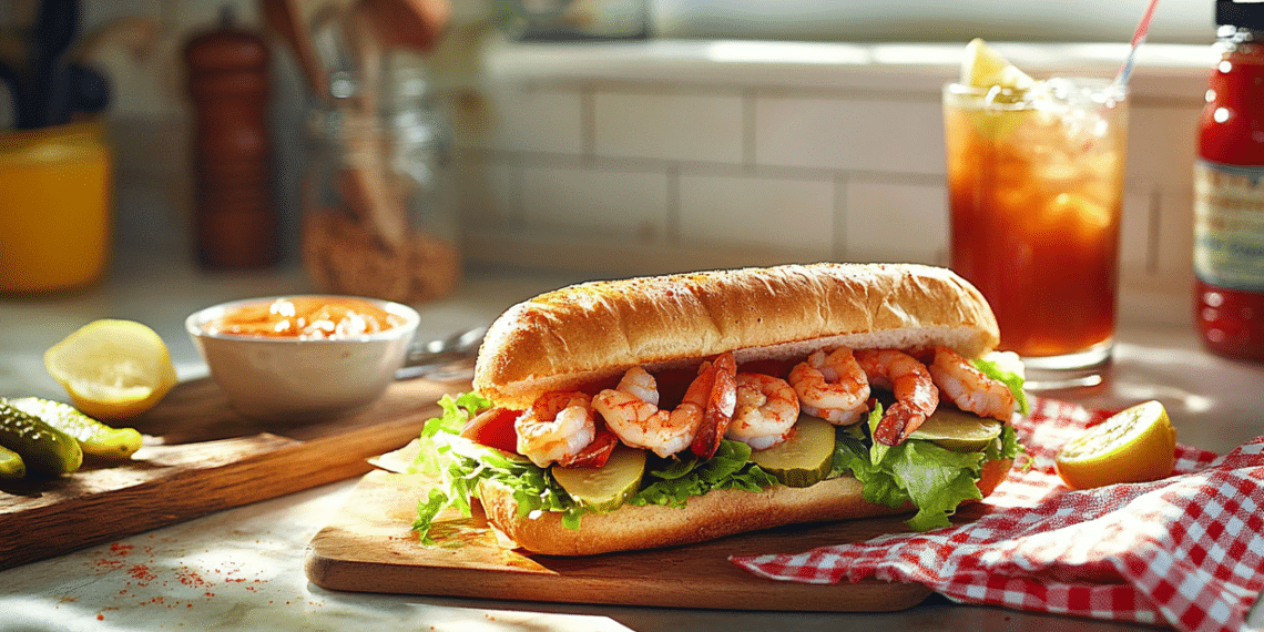Crispy Shrimp Po' Boy Sandwich New Orleans Style
