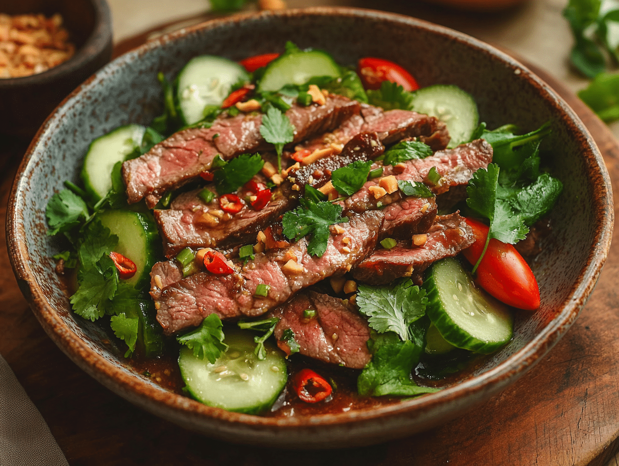 Bright And Zesty Cambodian Beef Salad Bursting With Flavor