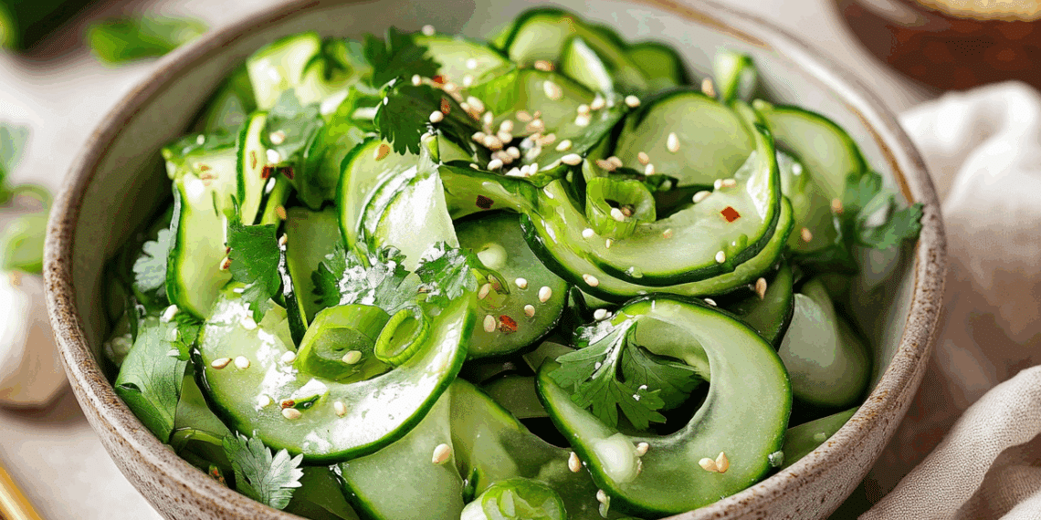 Crisp Asian Cucumber Ribbons With Sesame Dressing